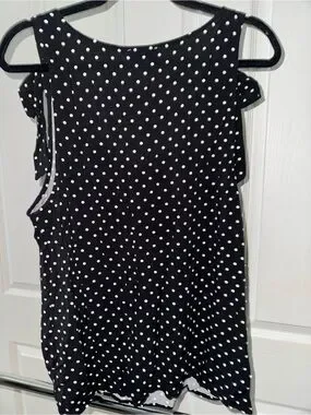 CeCe | Tops | Cece Black And White Polka Dot Sleeveless Tank Top | Poshmark
